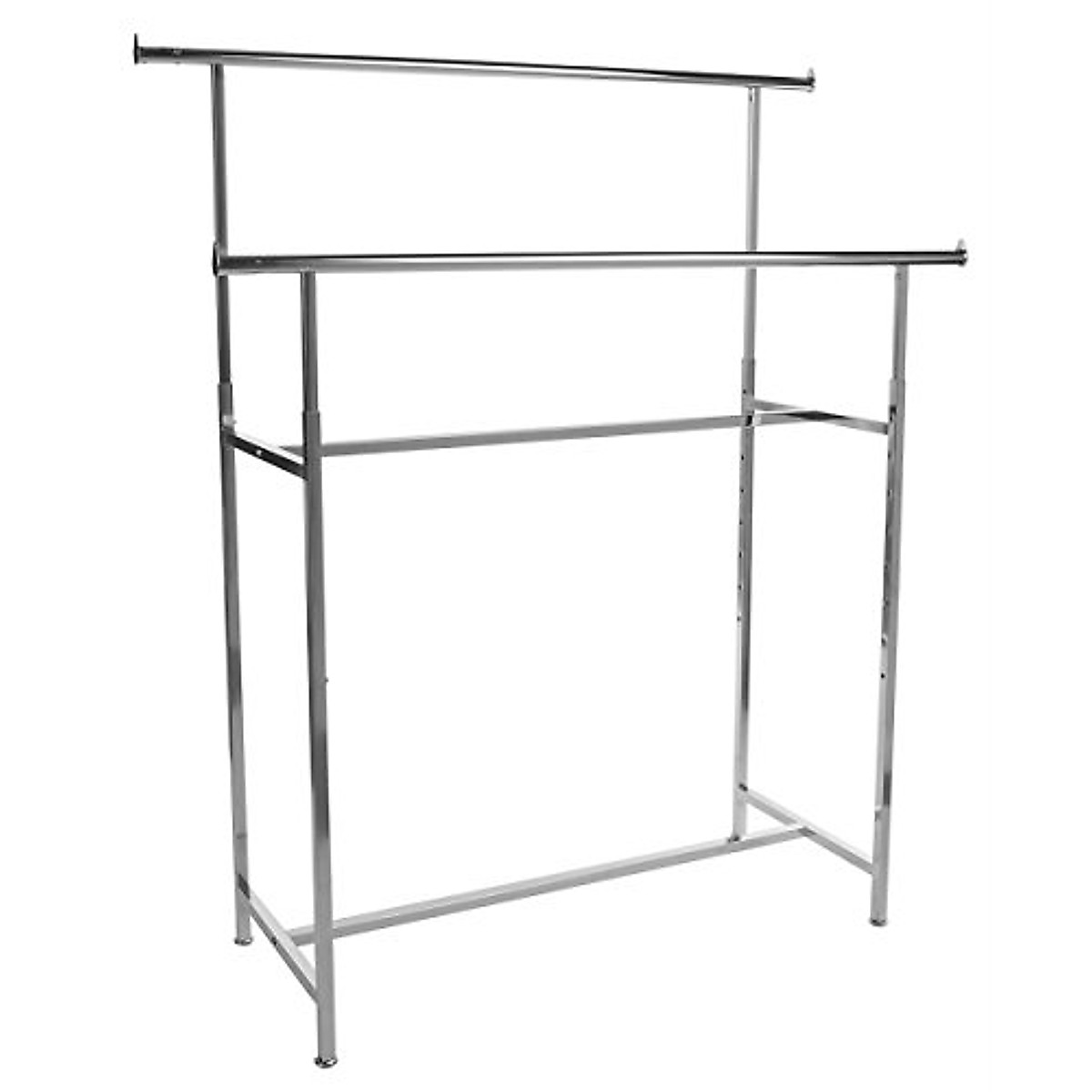Only Garment Racks Double Rail Clothing Display Rack with Height-Adjustable Crossbars, Chrome Steel