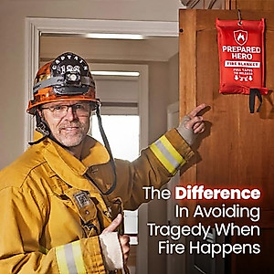 Prepared Hero Emergency Fire Blanket - 4 Pack - Fire Suppression Blanket for Kitchen, 40” x 40” Fire Blanket for Home, Fiberglass Fire Blanket