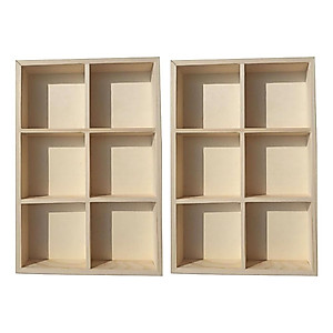 BESTOYARD 2pcs Box Wood Wax Pencil Case Craft Compartments Wood Tray Grid Organizer Lumber Crayon Holder Crayons Tool Chest 6-grid Crayon Storage Case Tool Case Paint Box Wooden Pigment