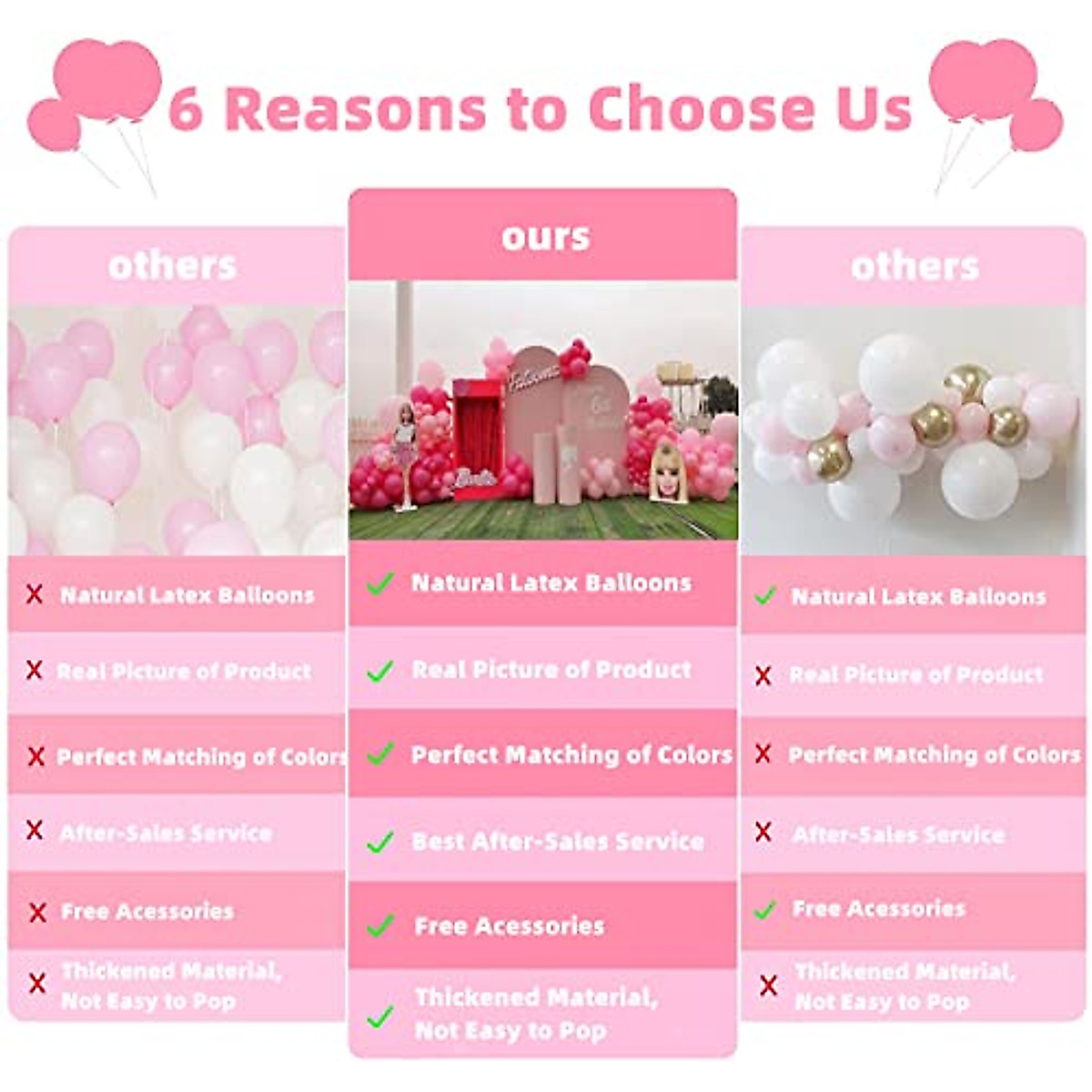 Pink Balloon Garland Arch Kit, 132PCS Hot Light Rose Pink Balloons with Heart Shape for Barbie Princess Theme Birthday Girl's Party Decorations Supplies Bridal Shower Baby shower Engagement Bachelorette Wedding Decor Backdrop(Pink)