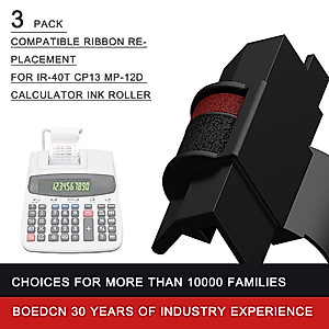 3 Pack Compatible Calculator Ribbon Replacement for Casio hr-100tm Ink IR-40T Calculator Ink Roller Compatible with Casio HR-100TM HR-170RC Canon P23-dhv CP13 Sharp EL-1801V, Individually Sealed, B/R