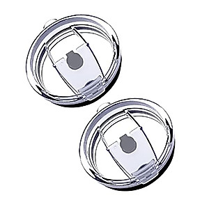Rommeka 16oz Cups Replacement Lids, Spill Proof and Splash Resistant Lid also Suitable for Yeti Rambler, Ozark Trail 20oz Tumbler Straw Friendly (2 Pack)