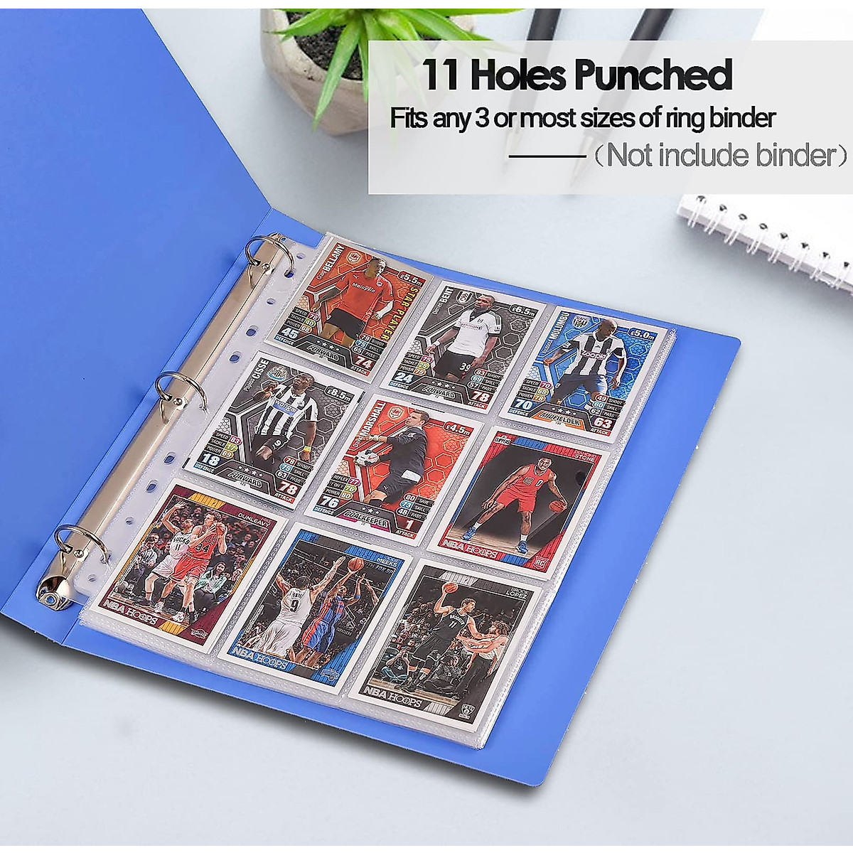 1800 Pockets Double-Sided Baseball Card Sleeves, KangNa 9 Pocket photocard Sleeves Fit 3 Ring Binder - Trading Card Sleeves Pages for Pokemon, Baseball, Game, Business Cards, 100 Pages