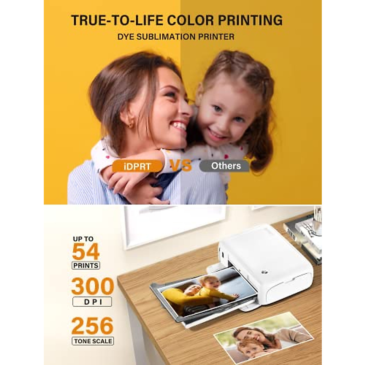 iDPRT 4'' x 6'' Photo Printer, Instant Photo Printer with 10 Sheets & 1 Ribbon, Full-Color Photo, AR Video Printing, Thermal Dye Sublimation, Thermal Photo Printer for Home Use, Support iOS Android