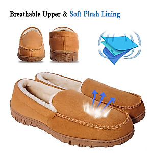 shoeslocker Mens Size 13 Slippers Moccasin Slippers Warm Indoor Outdoor Slippers Beige