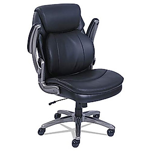 SertaPedic Cosset Mid-Back Executive Chair, Supports Up to 275 Lb, 18.5" to 21.5" Seat Height, Black Seat/Back, Slate Base