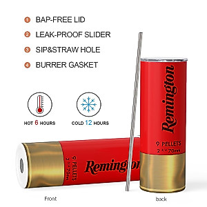 20oz Shotgun Shell Style Insulated Skinny Tumblers Cup Coffee Mug with Lid Creativity Gift 20oz Reusable Stainless Steel Water Bottle for Hot & Cold Drinks Tea Cup Iced Coffee Travel Mug