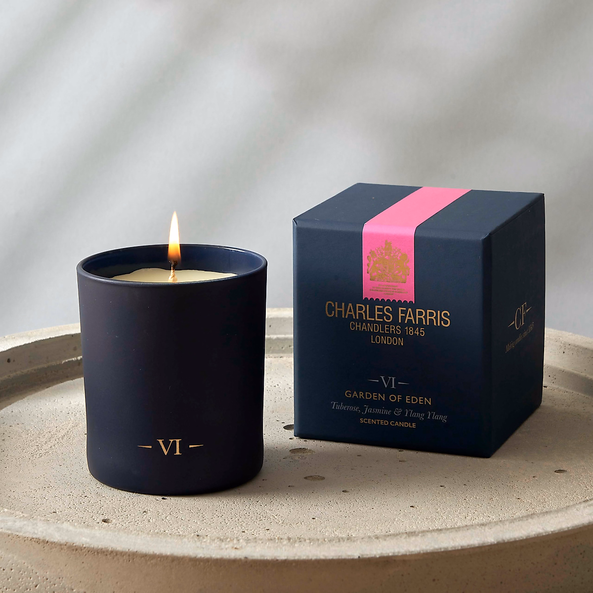 Charles Farris Luxury Scented Candle - Tuberose, Jasmine & Ylang Ylang - 50+ Hours Burn Time - Artisan Hand-Finished Glass Jar, Made in England (Garden of Eden)