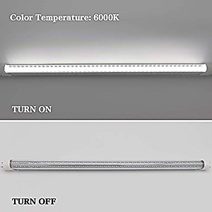 KALINA 2FT LED Tube Lights, 15W(30W Fluorescent Bulb Replacement) V Shaped, 6000K Cool White, Ballast Bypass, Clear Cover, 4-Pack