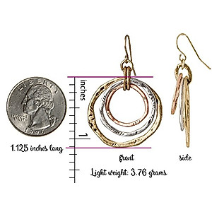 3 Circle Boho Antiqued 3 Tone Earrings for Women | SPUNKYsoul Collection