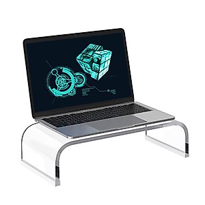 Acrylic Computer PC Laptop Monitor Stands Riser Clear 15” Desk Space Saving Stand Organizer Anti Cat Keyboard Protector Compatible with HP Acer LG Apple 13inch 14inch Laptops TVs & other Electronics