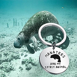 Lywjyb Birdgot Manatees Are My Spirit Animal Keychain Funny Animal Lover Gift (Manatees ky)