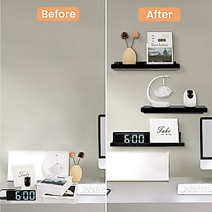 upsimples 4 Pack Acrylic Shelves for Wall Storage, 15" Floating Bookshelves for Kids, Display Shelf Organizer for Bathroom, Bedroom, Living Room, Kitchen, Room Decor, Clear Blue