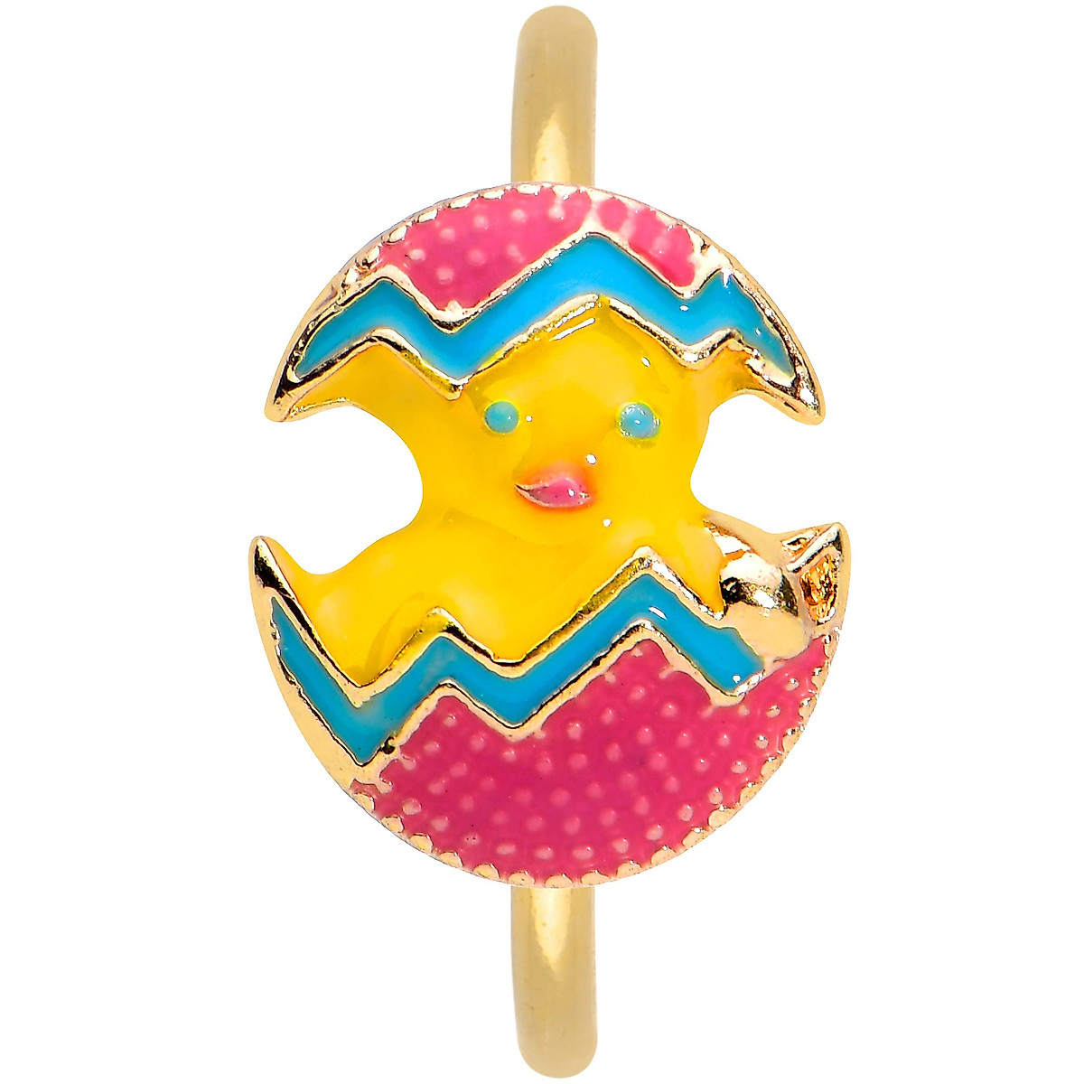 Body Candy Womens 20G PVD Steel Nose Ring Painted Egg Hatch Chick Nose Hoop Ring Circular Nose Ring 5/16”