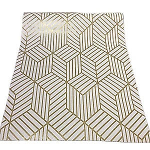 White and Gold Geometry Stripped Hexagon Peel and Stick Contact Paper self Adhesive Wallpaper Removable Vinyl Film Decorative Shelf Drawer Liner Sticker 118 inch x17.7 inch