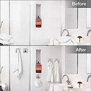 Adhesive Towel Hooks, Stainless Steel Shower Hooks 6 Piece Brushed Nickel Robe Hook Holder for Bathroom Bedroom Kitchen Hotel Cabinet