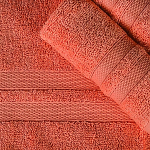 Superior Ultra-Soft 6-Piece Cotton Towel Set, Includes 2 Bath Towels, 2 Hand Towels, and 2 Washcloths for Bathroom, Guest Room, Quick Dry, Daily Use Home Essential Towels - Tangerine
