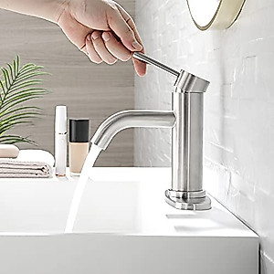 Easy DIY Optimum Size Bathroom Faucet with Optional Deck Plate 4 Inch Centerset Brushed Nickel Bathroom Sink Faucet Presents A Cleaner Look to Bathroom, RV, Farmhouse