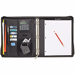 " Mead - Cambridge City Zipper Binder, Microfiber, 12.75"" x 11"", (Assorted Colors)", black