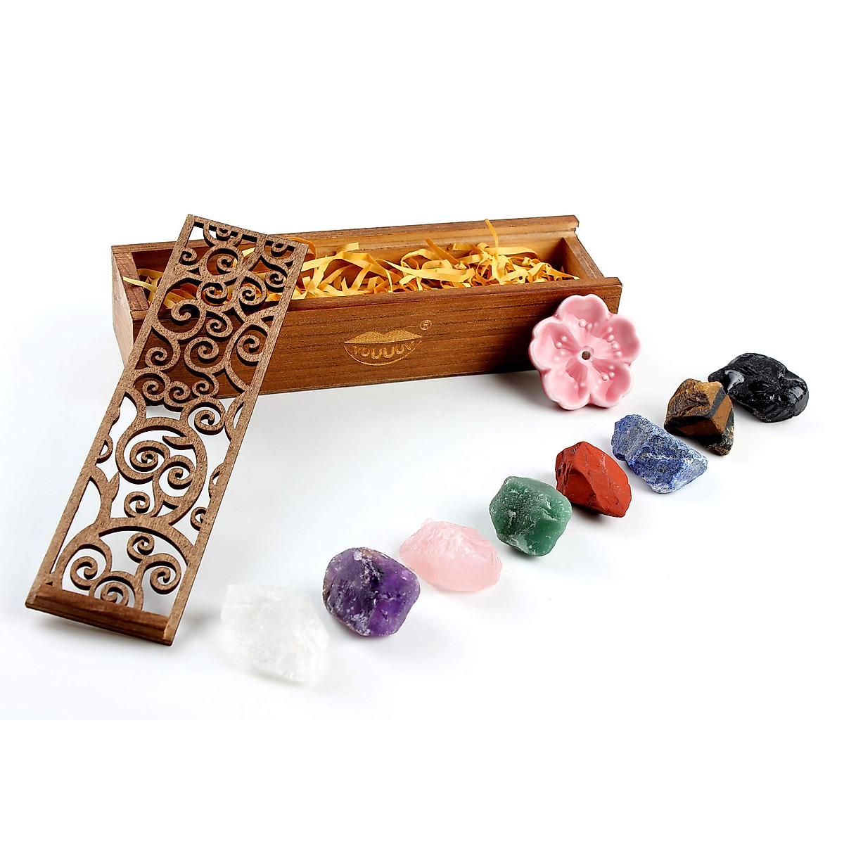 vuUUuv Chakra Stones Set -Natural Rough Raw Stone Reiki Healing Crystals for Healing, Meditation, Chakra Balance or Ritual（ Rough*8 pcs）