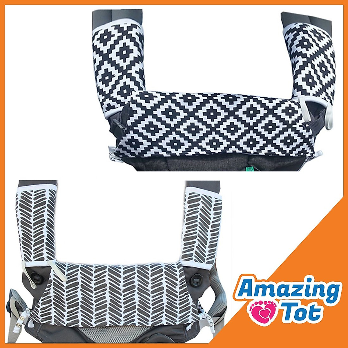 Drool & Teething Pad | Fits All Carriers | Reversible Organic Cotton 3-Piece Set - Ideal for Infant Toddler Girls & Boys [Patent Pending]