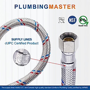 PLUMBINGMASTER 36'' Faucet Hose Connector, 3/8" Comp x 1/2" FIP Braided Stainless Steel Faucet Water Supply Lines for Bathroom Kitchen Sink Faucet 2Pcs
