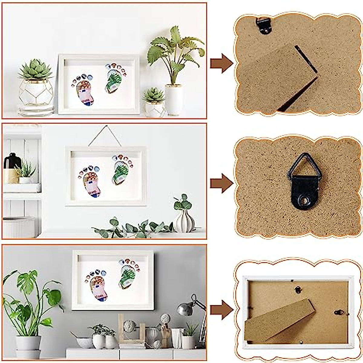 Tarklanda Money Gift Picture Frame,Wooden Money Frame Creative Kids Feet Money Gift Frame,A5 Wood Frame Money Gift Idea for Baby Shower Girls Boys Friends Family Photo Frame 6.7x9.0 inch (feet)