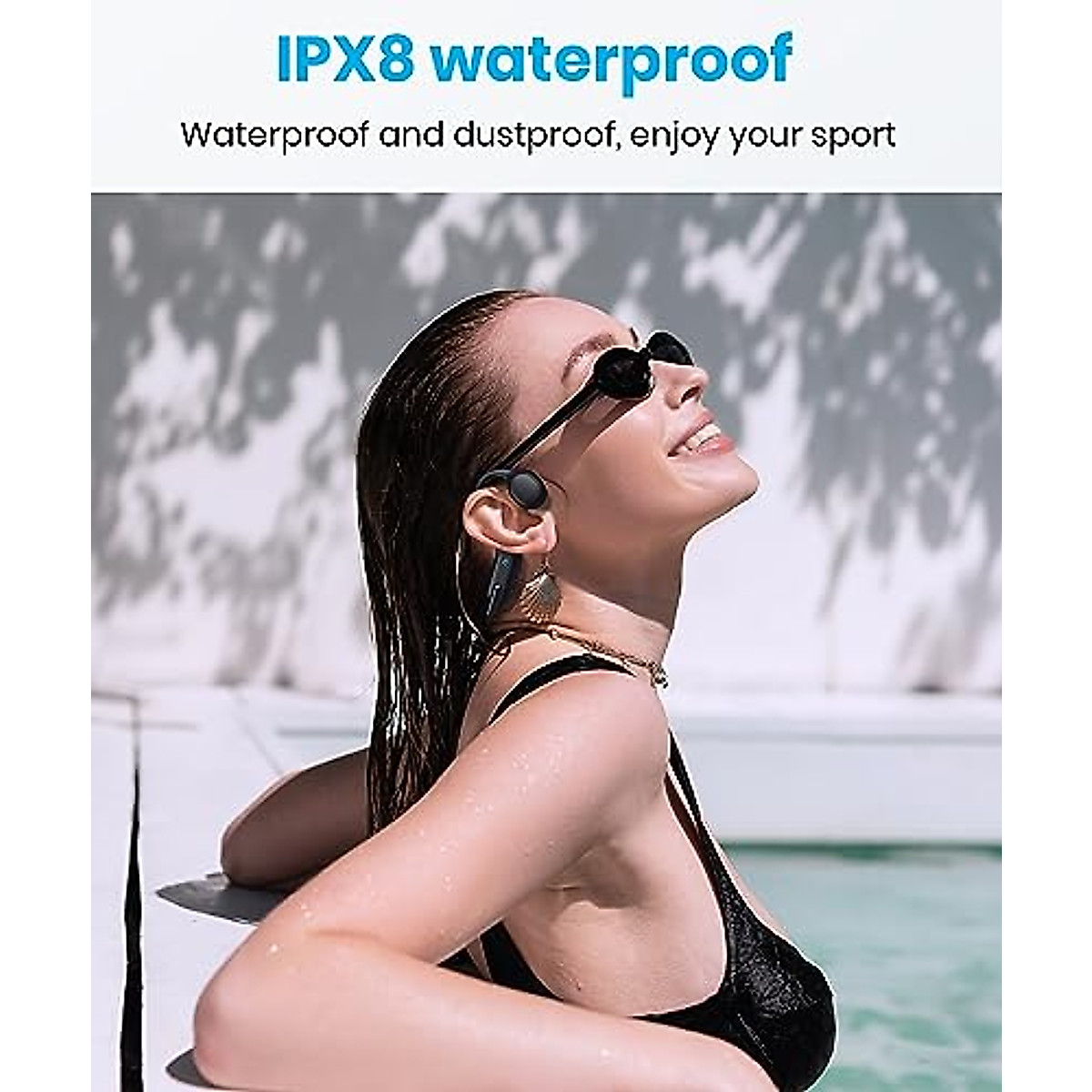 Rumatas Bone Conduction Headphones Bluetooth, Open Ear Headphones with Mic Underwater Swimming Headphones 32GB MP3 & 8Hrs Playtime, Wireless Underwater Earbuds for Swimming, Sports.