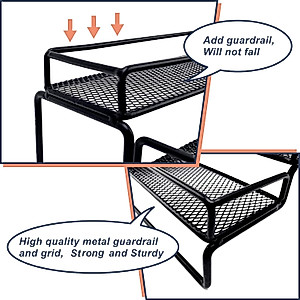IFELS Spice Rack Organizer for Cabinet, 4 Tier Seasoning Organizer, Expandable Spice Rack Shelf,Step Spice Storage Holder, for Kitchen Cabinet Countertop,with Protection Railing, Metal (Black,2 PC)