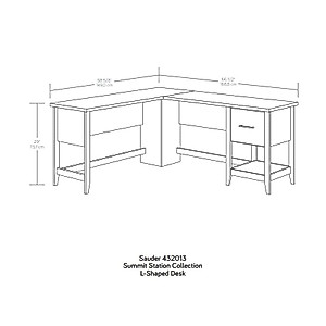 Sauder Summit Station Engineered Wood L-Shaped Desk in Glacier Oak