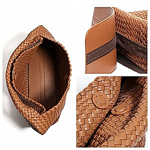 Leather Weave Purses For Women Fashion Shoulder Hobo Bags Woven Tote Handbag Top Handle Bucket Bags (Light Green)