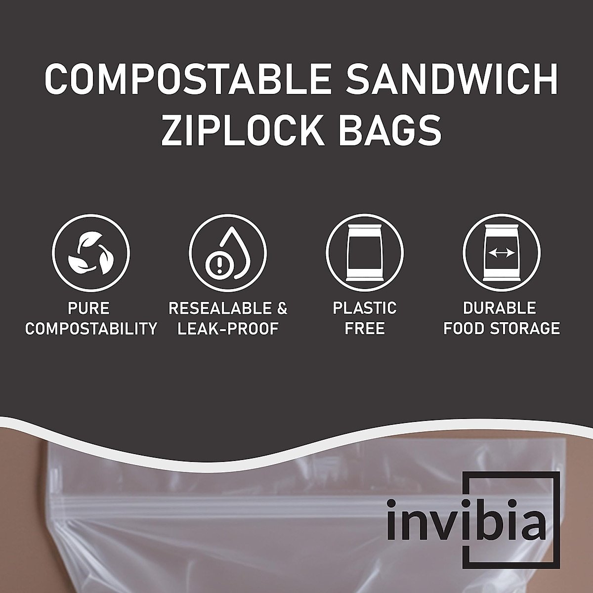 Perfect Compostable Sandwich Bags Ziplock | Resealable & Biodegradable Snack Bag for Food Storage | Eco-Friendly, Leak-Proof, Freezer Safe, Available Gallon | Durable Organic Compostable Bags