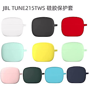 2 Pack DAYJOY Soft Silicone Protective Case Cover Compatible with JBL Tune 215TWS, Protective Skin Sleeve with Key Chain (Sky Blue+Light Green)