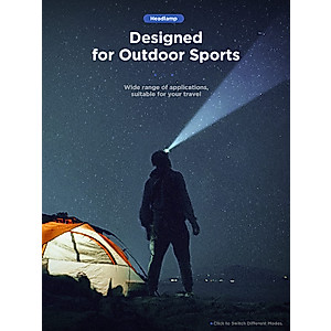 Rechargeable Headlamp,1500 Lumen High Bright Zoom LED Head Lamp,Large Battery-Powered Waterproof Headband Lamp with 4 Modes and Adjustable Headband Perfect For Outdoor Camping,Running,Cycling,Climbing