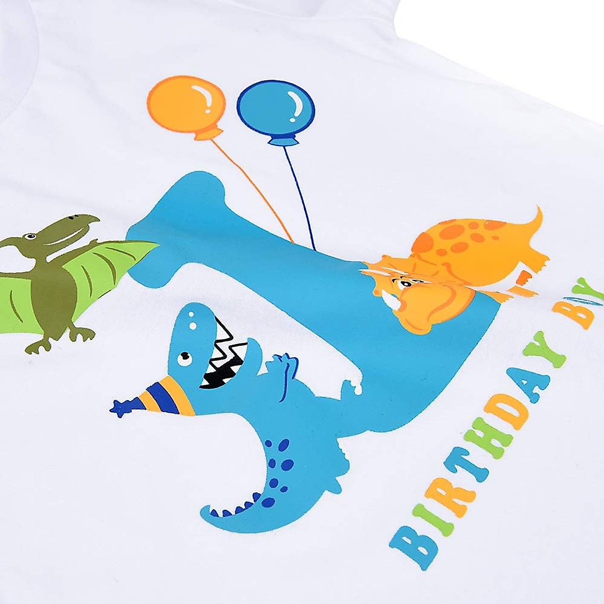 Dinosaur 1st Birthday Party T-Shirt - Toddler White Cotton Tee, Baby Boys Gift