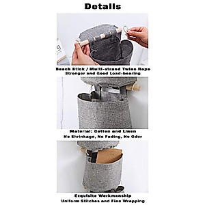 AARAINBOW 1 Pack Mini Cotton Linen Fabric Closet Detachable Foldable Washable Hanging Storage Bag with 3 Pockets Over The Wall Door Organizer for Room Bathroom (Khaki)