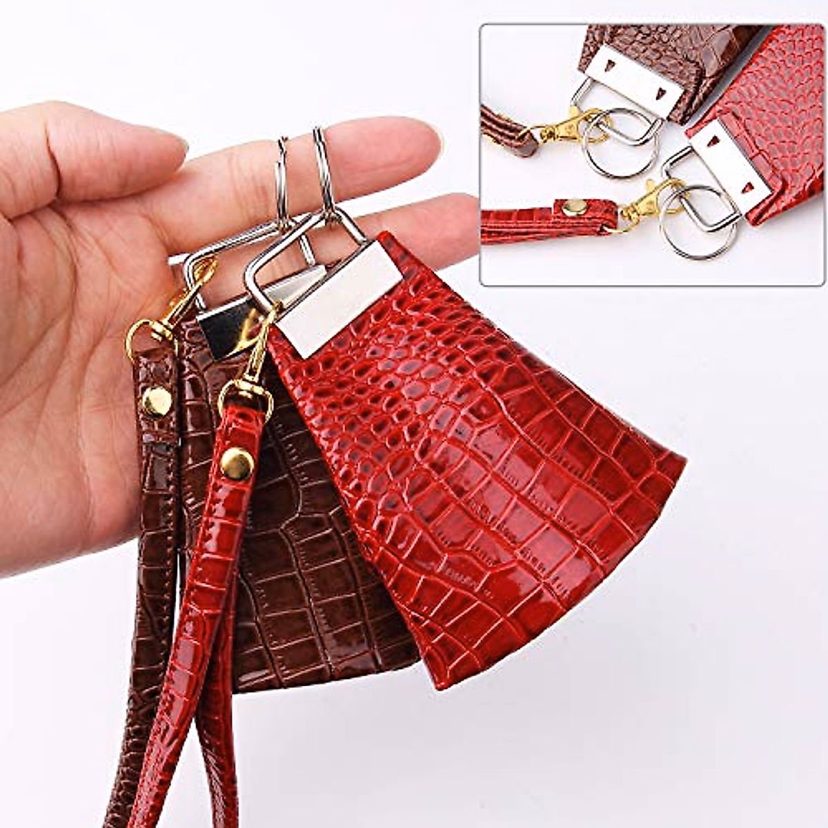 HRLORKC 50 Sets Key Fob Hardware Key Fob Keychain Wristlet with Split Ring 0.8 Inch