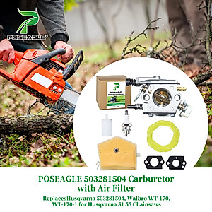 POSEAGLE 503281504 Carburetor Replaces Husqvarna 503281504, Walbro WT-170, WT-170-1 for Husqvarna 51 55 Chainsaws