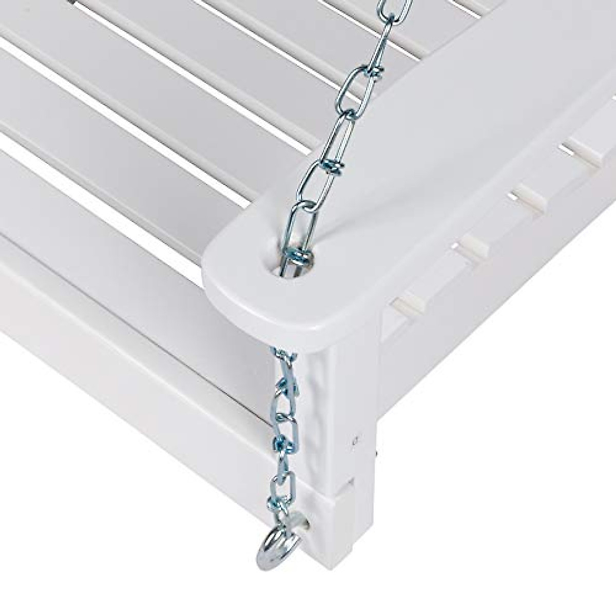 Shine Company 4216WT Maine Wood Porch Swing | Hanging Swing Bench with Chains – White