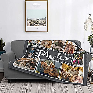 Mothers Day Custom Blankets with Family Photos Personalized Picture Throw Blankets Customized Family Blanket with Photo Blanket Birthday Gifts for Family Mom Mother Grandma Nana Dad Adult Kid 50x60