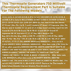 Fugedox 24" 750mv Thermopile Generators 750 Millivolt Thermopile Replacement Part Number r1054,7533113, 1950-001, 071515, 53374 for Heat Glo Heatilator,Fireplace Thermopile Replacement Fireplace