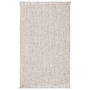 SAFAVIEH Natural Fiber Collection Area Rug - 5' x 8', Silver & Natural, Handmade Woven Fringe Jute, Ideal for High Traffic Areas in Living Room, Bedroom (NF826G)