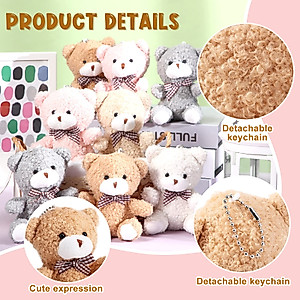 Wettarn 20 Pcs Mini Bears 4 Inch Mini Stuffed Animal Bulk Furry Bear Keychain Plush Cuddly Bear Doll for Boys Girls Birthday Present Stuffers Baby Shower Wedding Party Favors Graduation Decor Gifts