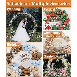 Fandature 7 Ft Round Wedding Arch for Ceremony Metal Balloon Arch Stand with Two Water Bags for Party Decoration Circle Backdrop Stand for Birthday, Gold