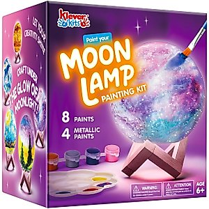 Klever Kits DIY 3D Moon Night Light, Paint Your Own Moon Lamp Kit Galaxy Lamp Arts and Crafts Kit, School Activities, Birthday Gifts for Kids Girls Boys