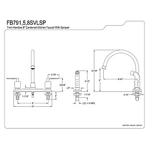 Kingston Brass FB791SVLSP Serena 8" Centerset Kitchen Faucet, Polished Chrome