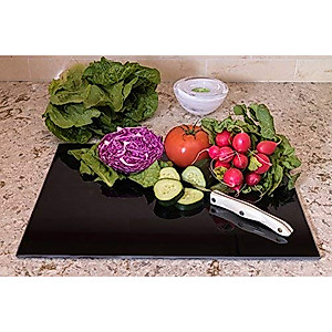 Black Glass Cutting Board by Clever Chef - Non Slip, Shatter-Resistant, Durable, Stain-Resistant, and Dishwasher Safe - 12" x 15.75"