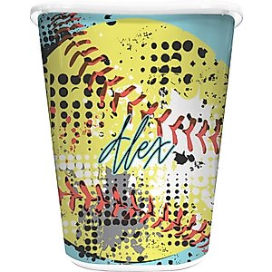 YouCustomizeIt Personalized Softball Waste Basket - Single Sided (White)