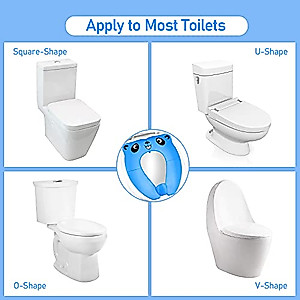 Pejoye Foldable Toilet Seat Toddler, Portable Toilet Training Seat for Kids, Travel Toddler Toilet Seat in ABS Material with 8 Anti Slip Silicon Pads and 1 Carry Bag, Blue Panda
