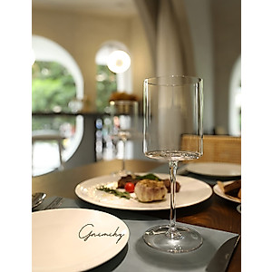 Gnimihz Wine Glasses Set of 4-16oz Cylindrical Red White Wine Glass, Made from Lead-Free Premium Crystal, Great Gift for Wedding, Anniversary, Christmas, Birthday, 9’’ Tall, Clear